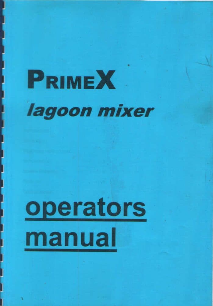 Primex Lagoon Mixer Operators Manual