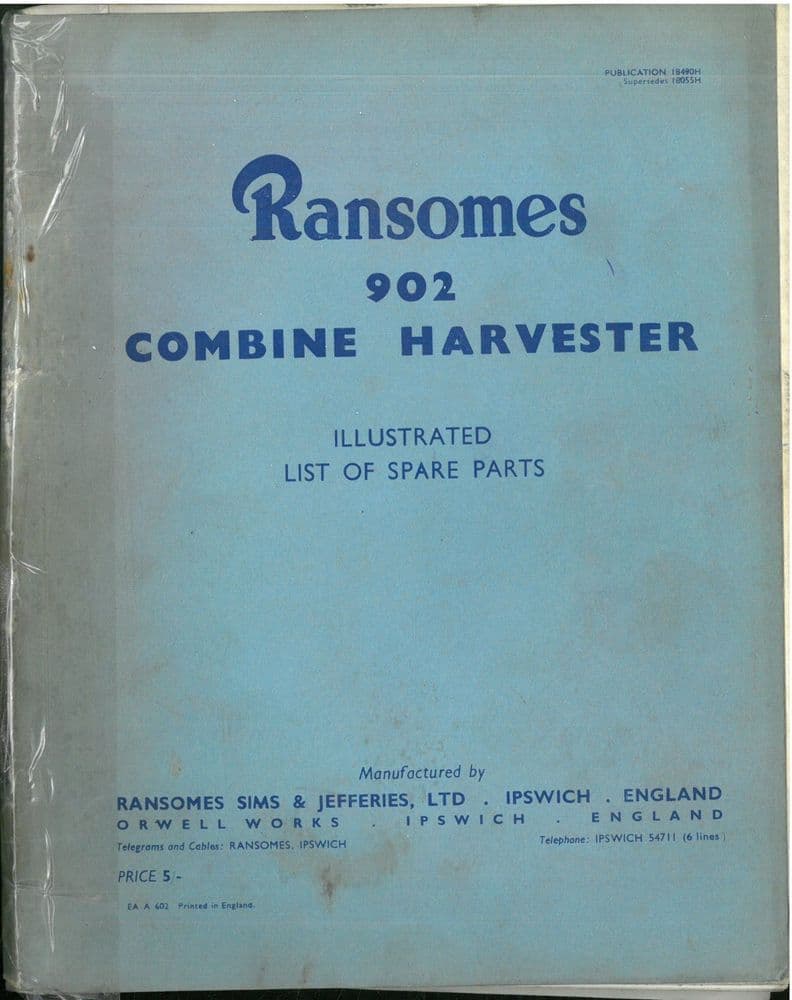 Ransomes Combine 902 Parts Manual - ORIGINAL
