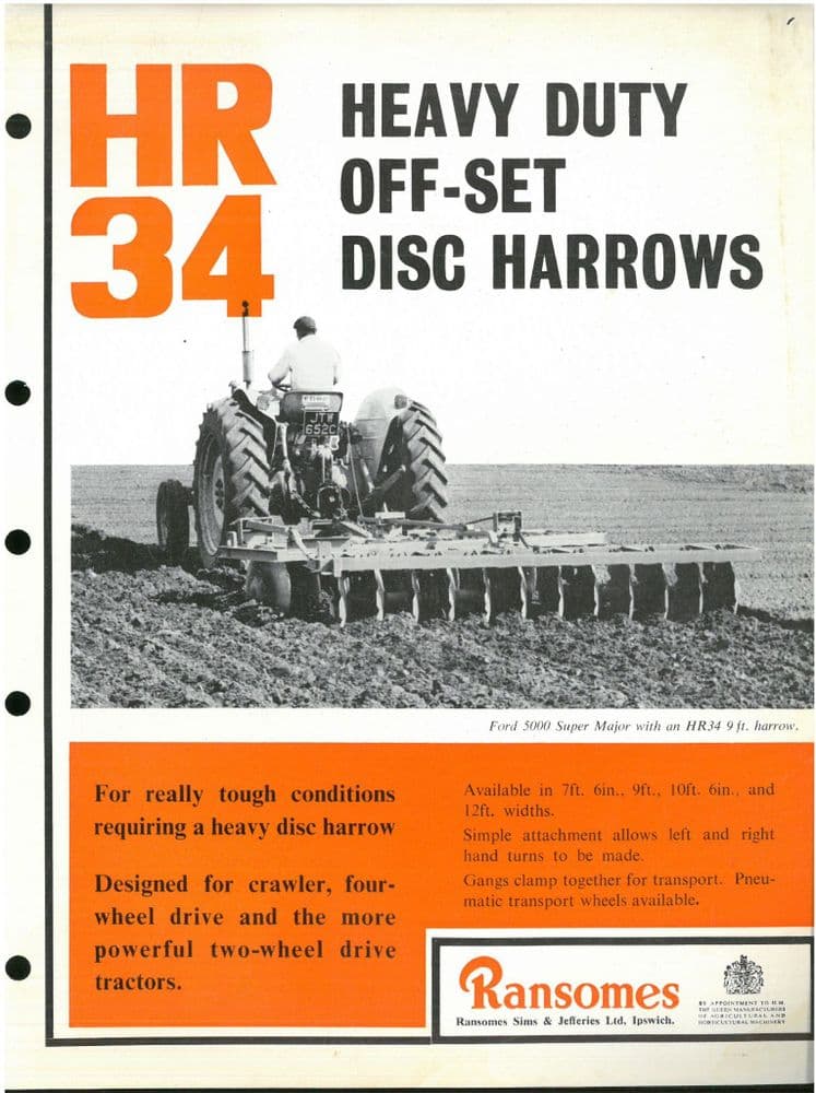 Ransomes Disc Harrows HR 34 Brochure