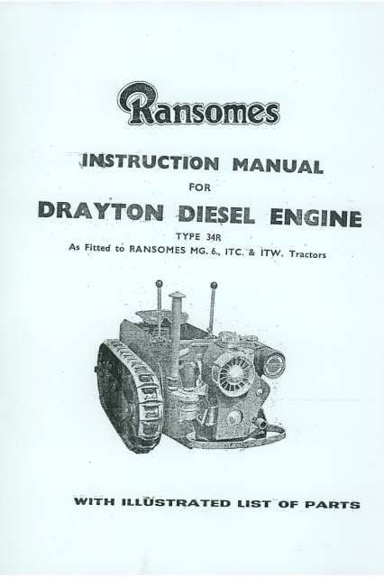 Ransomes Drayton Engine -Type 34R Operators Manual with Parts List