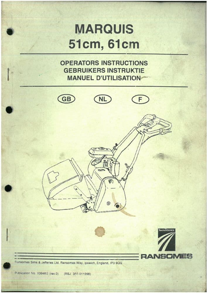 Ransomes Marquis 51cm 61cm Operators Manual