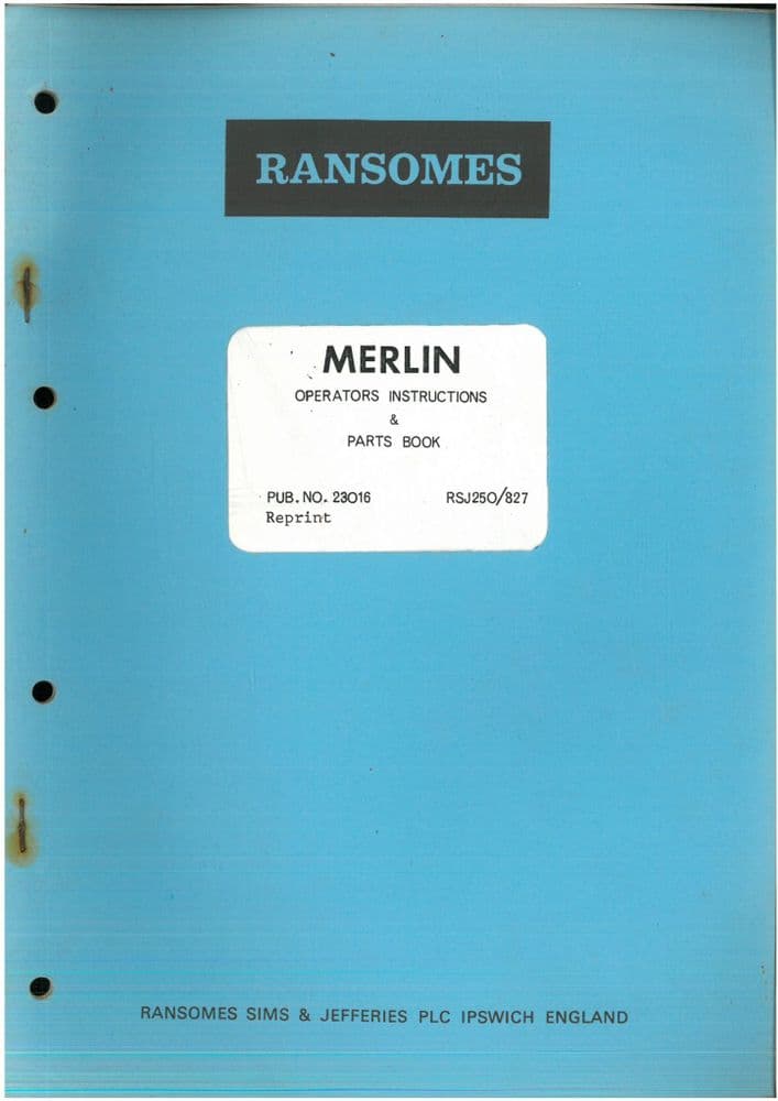 Ransomes Merlin Sprayers - Models 200 300 & 400 Operators & Parts Manual
