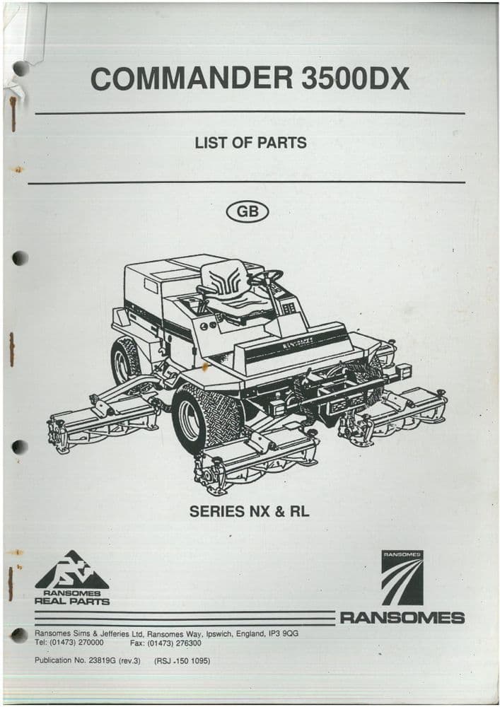 Ransomes Mower Commander 3500DX Parts Manual