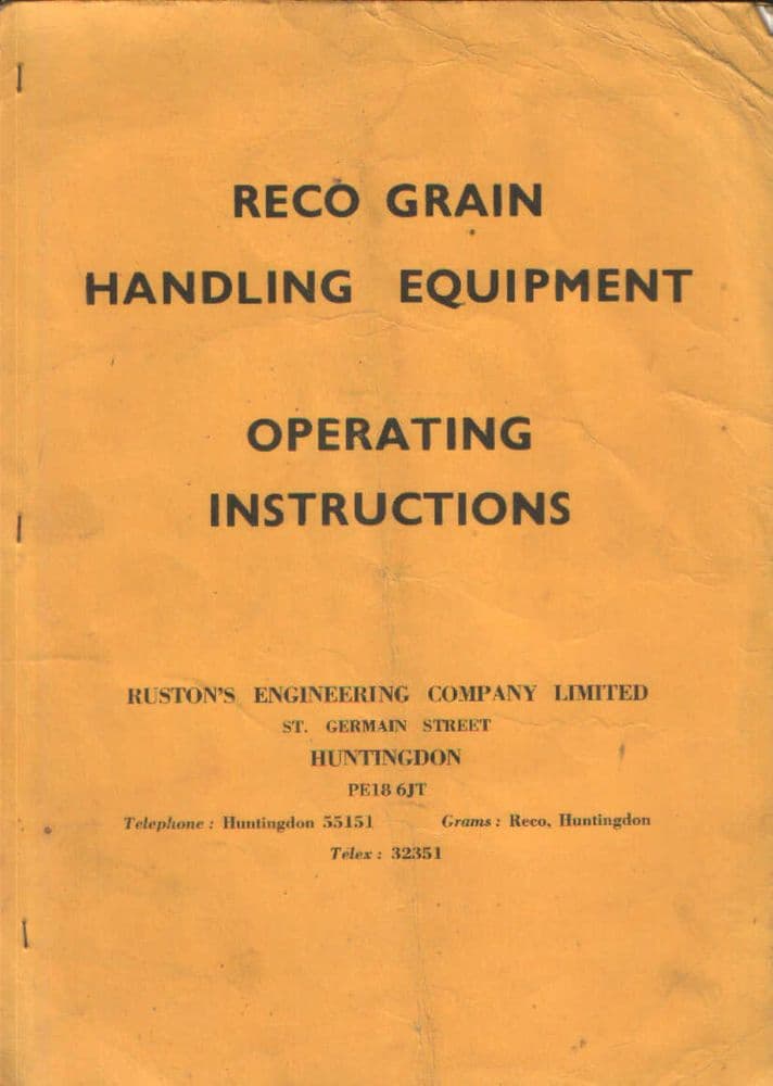 Reco Grain Handling Equipment Operating Instructions