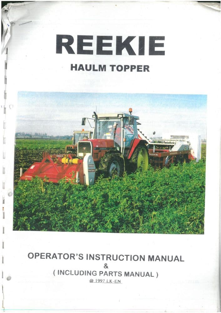 Reekie Haulm Topper Operators Manual with Parts List