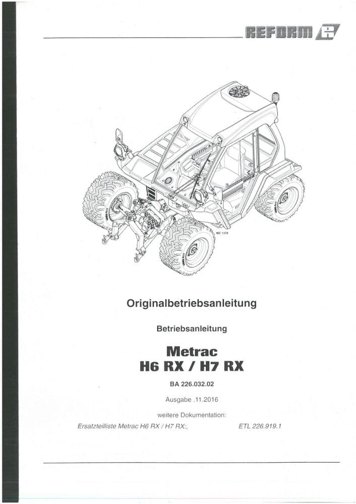 Reform Metrac H6 RX H7 RX Operators Manual - GERMAN ONLY