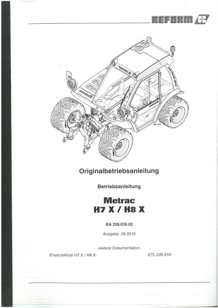 Reform Metrac H7 X H8 X Operators Manual - ORIGINAL - GERMAN ONLY