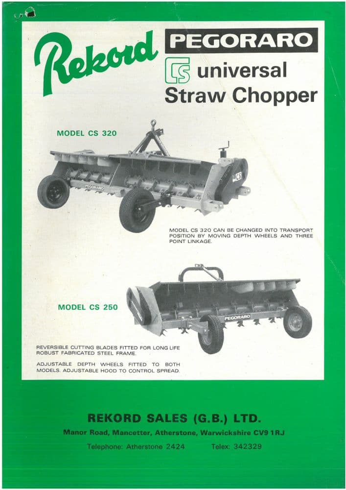 Rekord Universal Straw Chopper Model CS 250 CS 320 Brochure - CS250 320