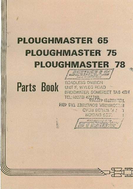 Roadless Tractor Ploughmaster 65 75 & 78 Parts Manual