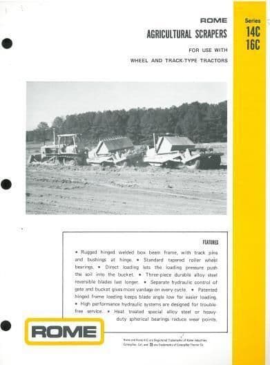 ROME SCRAPER SERIES 14C & 16C FOR CATERPILLAR TRACK TYPE TRACTOR ...