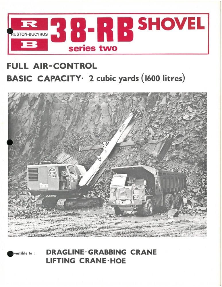 Ruston Bucyrus Shovel 38RB Series Two Brochure - Dragline Lifting Crane Hoe