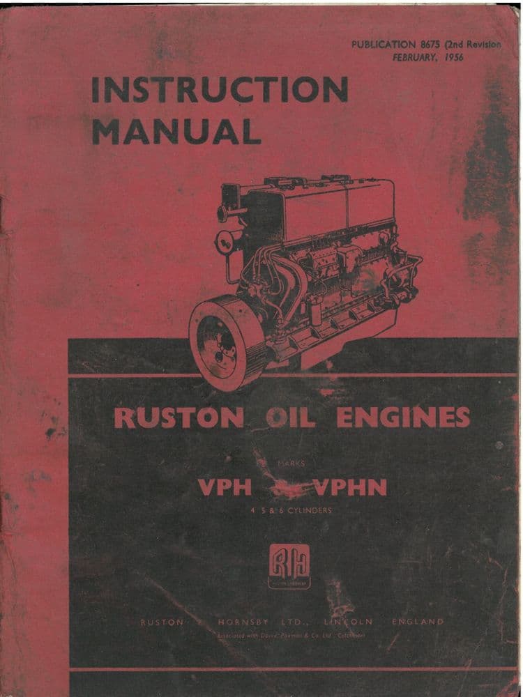 Ruston & Hornsby Oil Engine VPH & VPHN Operators Manual - 4 5 & 6 Cylinders