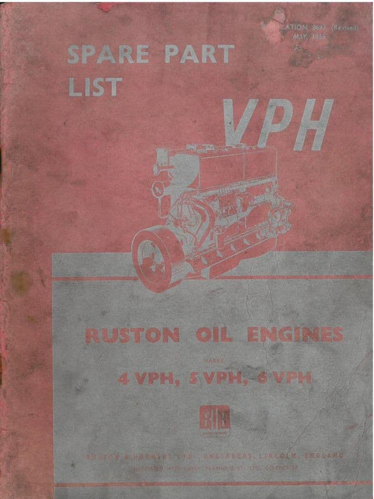 Ruston Oil Engine Class VPH - 4VPH 5VPH 6VPH Parts Manual
