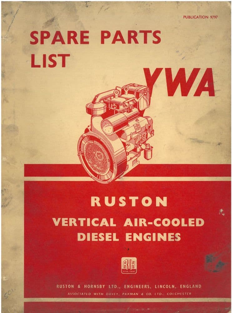 Ruston Vertical Air Cooled YWA Diesel Engine Parts Manual