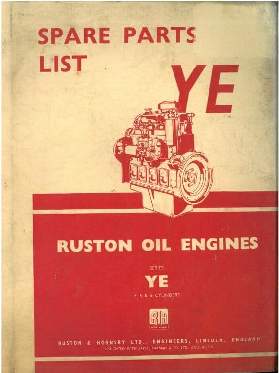 Ruston Vertical Diesel Engine Class YE - 4 5 & 6 Cylinders Parts Manual