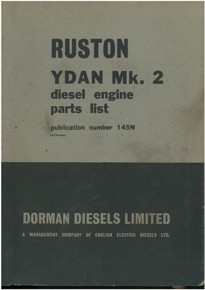 Ruston YDAN MK 2 Diesel Engine Parts Manual Original