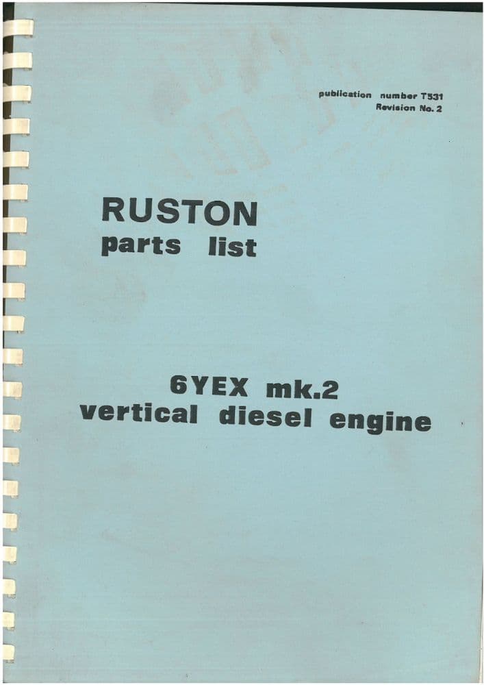 Ruston YEX Mk 2 Diesel Engine Parts Manual