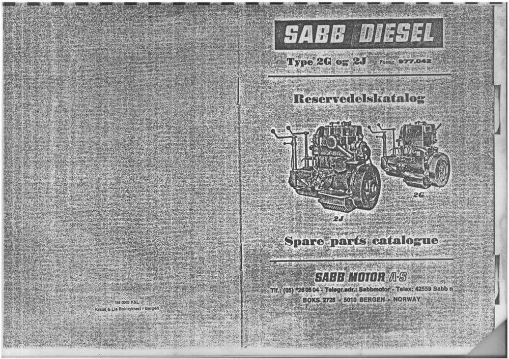 SAAB Diesel Engine Type 2G & 2J Parts Manual