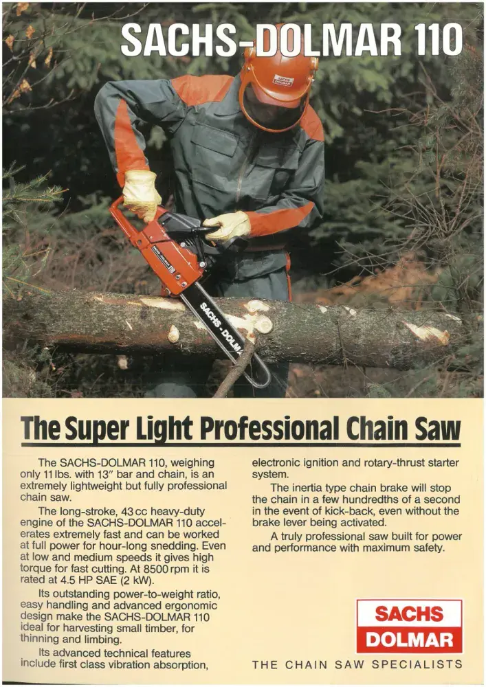 Sachs-Dolmar Chainsaws - Model 110 Brochure