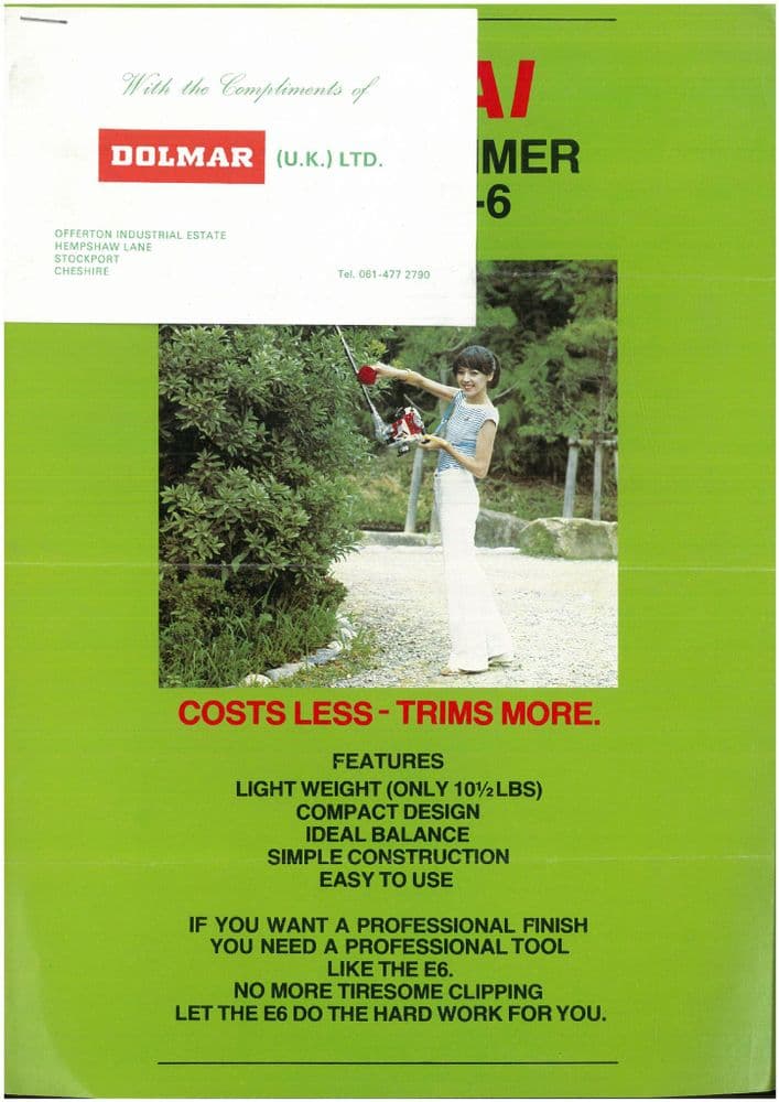 Sachs-Dolmar Hedge Trimmer -Model E-6 Brochure