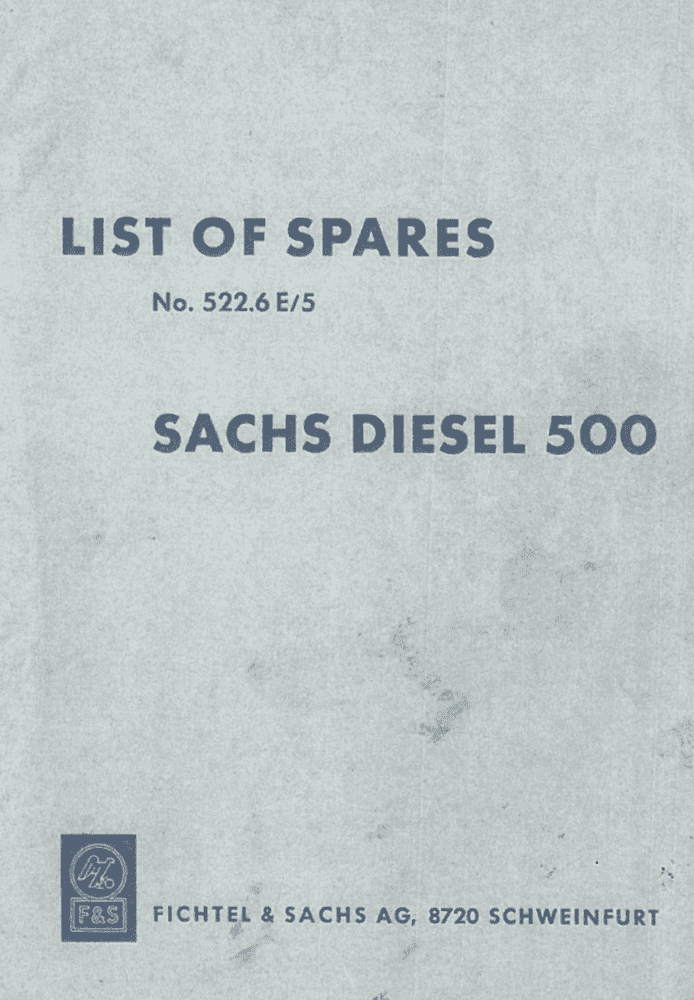 Sachs Engine 500 Parts Manual