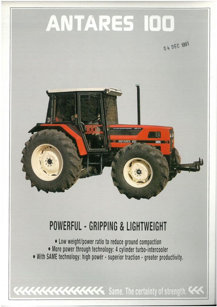 Same Antares 100 Tractor Grey Cover Brochure