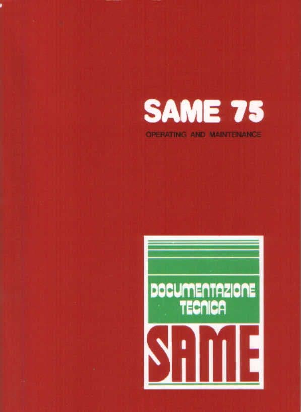 Same Tractor 75 Operators Manual