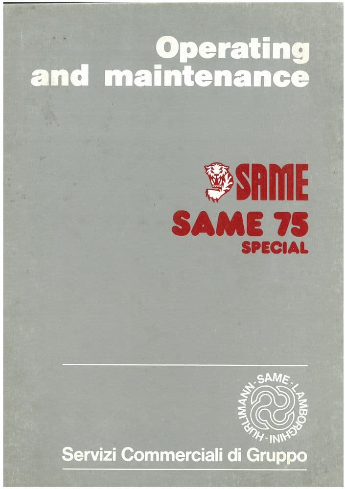 Same Tractor 75 Special Operators Manual