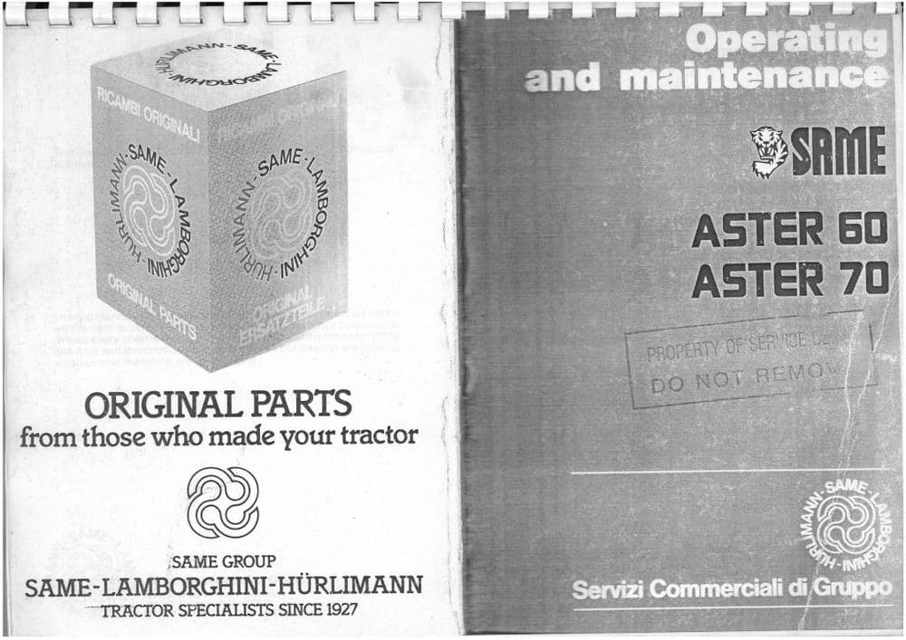 Same Tractor Aster 60 & 70 Operators Manual
