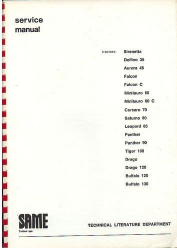 Same Tractor Drago Drago 120 Buffalo 120 Buffalo 130 Service Workshop ...