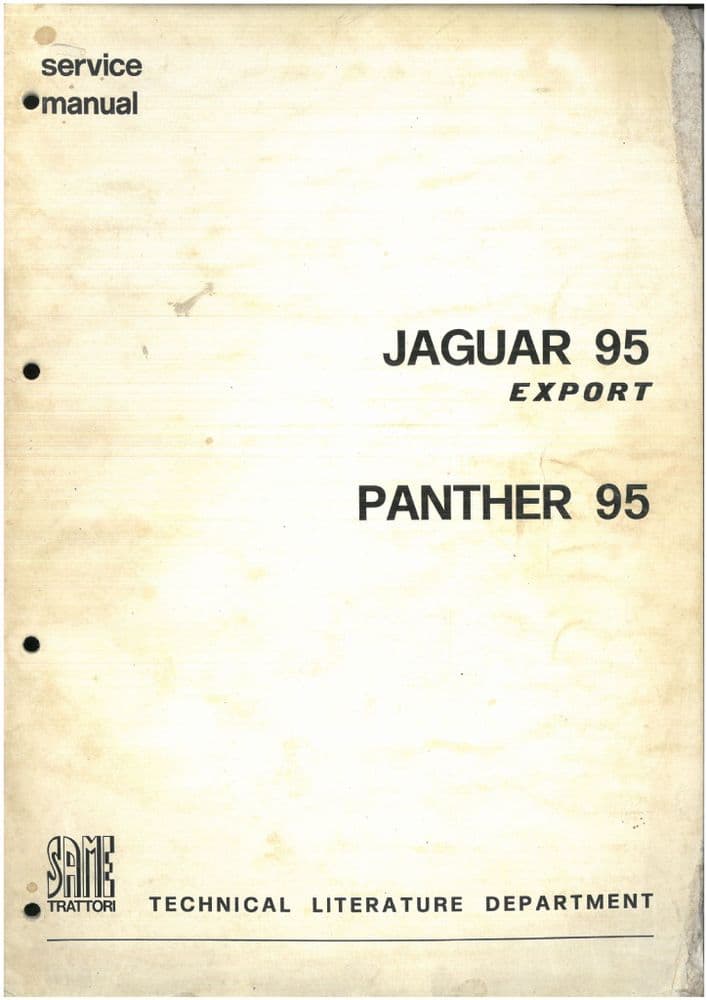 Same Tractor Jaguar 95 Export Panther 95 Workshop Service Repair Manual