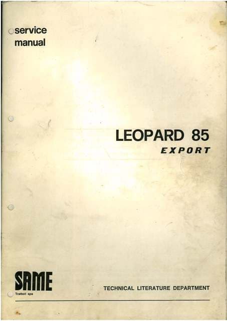 Same Tractor Leopard 85 Export Service Workshop Manual