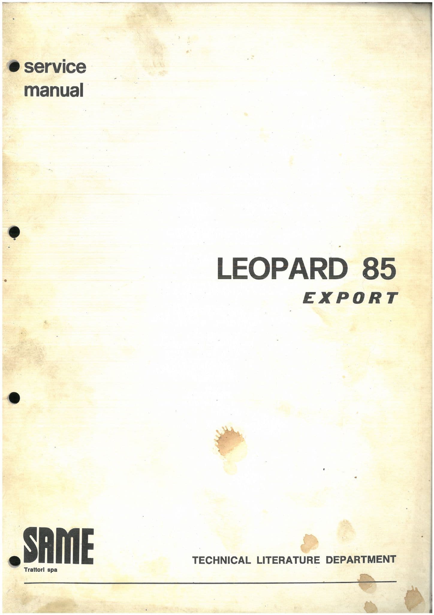 Same Tractor Leopard 85 Export Service Workshop Manual - Original