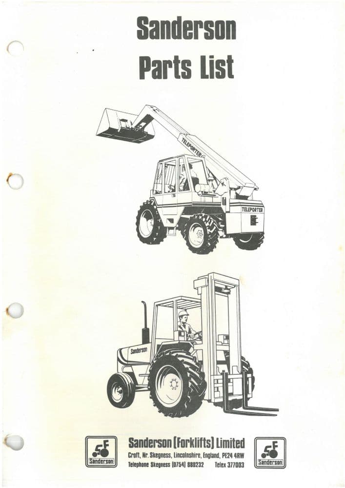 Sanderson Forklift 40 50 60 70 80 100 504 604 604STC 704 804 1004 Parts ...