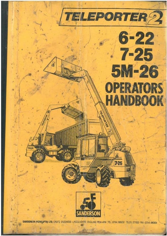Sanderson T2 Teleporter 2 Telehandler 6-22 7-25 5M-26 Operators Manual