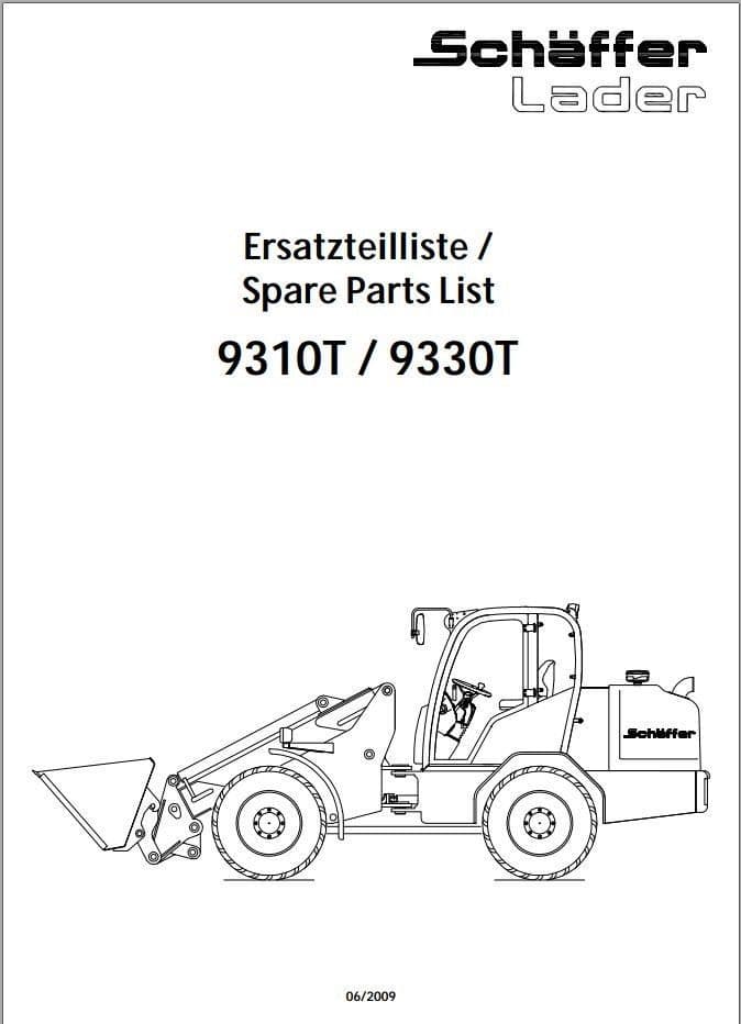 Schaffer Lader Wheel Loader 9310T 9330T Parts Manual