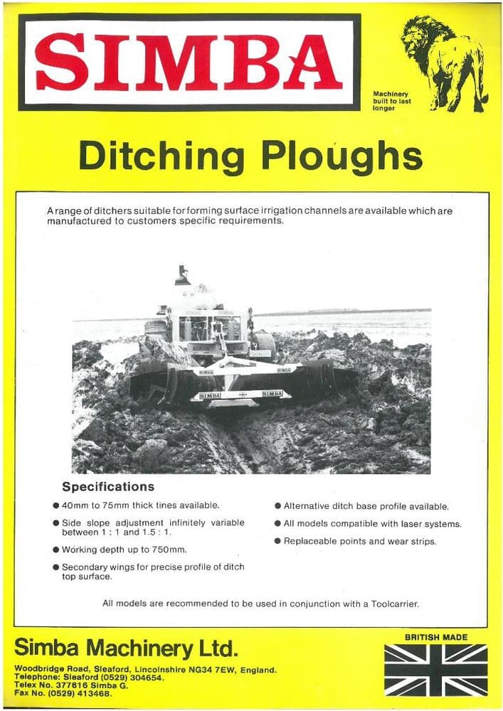 Simba Ditching Plough Brochure