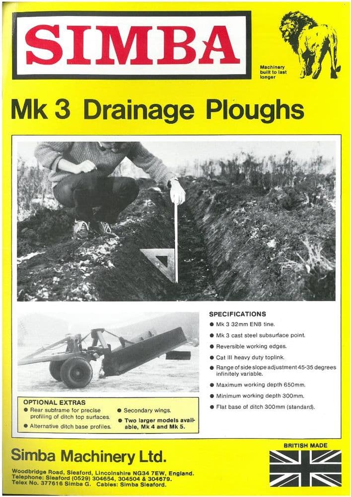 Simba Mk3 Drainage Plough Brochure