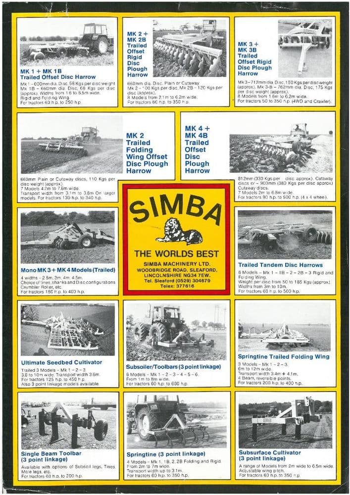 Simba Range Brochure - Subsoiler Harrows Spring Tine Tool Carrier Scrapers