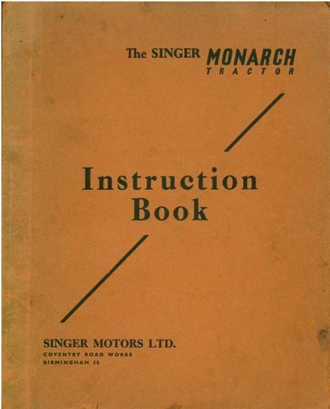 Singer Monarch Tractor Operators Manual ORIGINAL