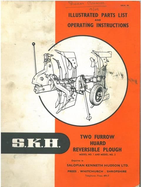 SKH Two Furrow Huard Reversible Plough Model 1 & 2 Operators Manual ...
