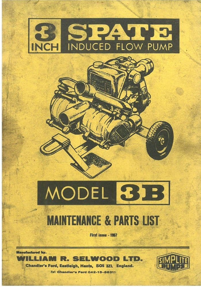 Spate Induced Flow Pump - 3B 3"- Operators Manual with Parts List - 3B