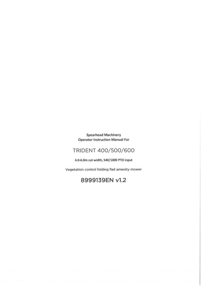 Spearhead Folding Flail Trident 400 500 & 600 Operators Manual