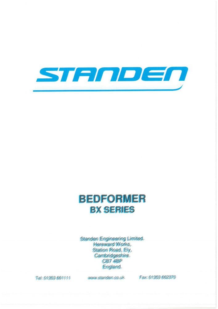 Standen Bedformer BX Series Operators Manual