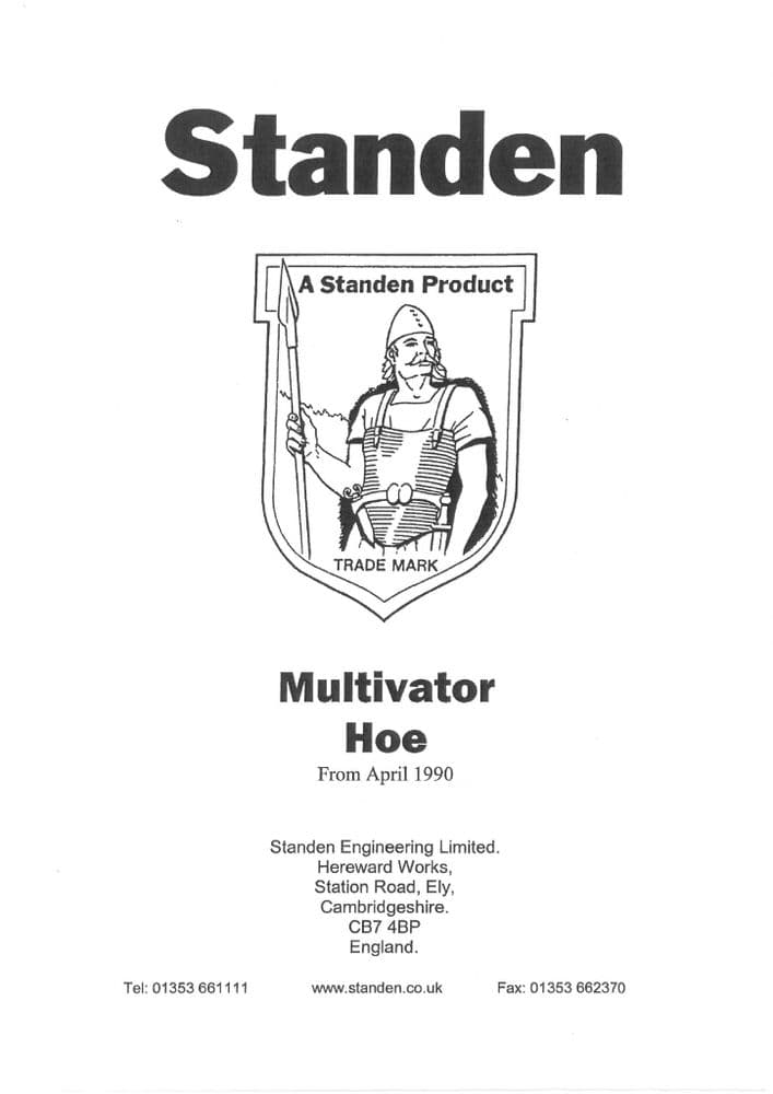 Standen Multivator Hoe April 1990 Operators Manual
