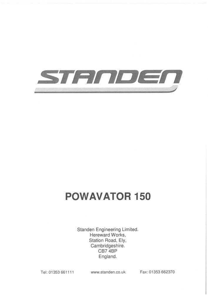 Standen Powavator 150 Operators Manual