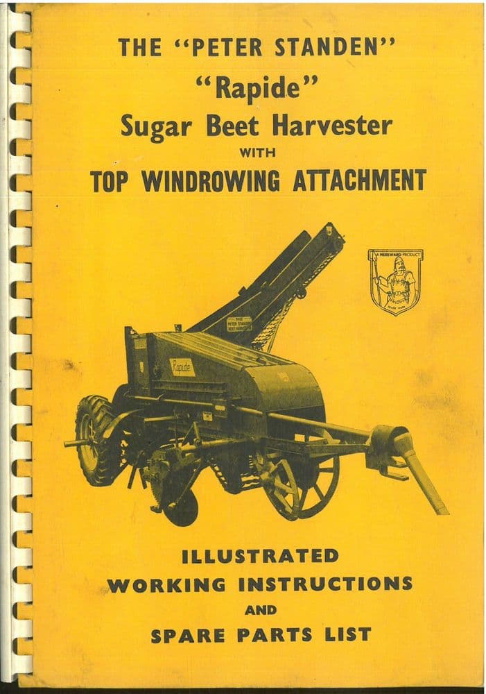 Standen Rapide Sugar Beet Harvester Operators Manual with Parts List