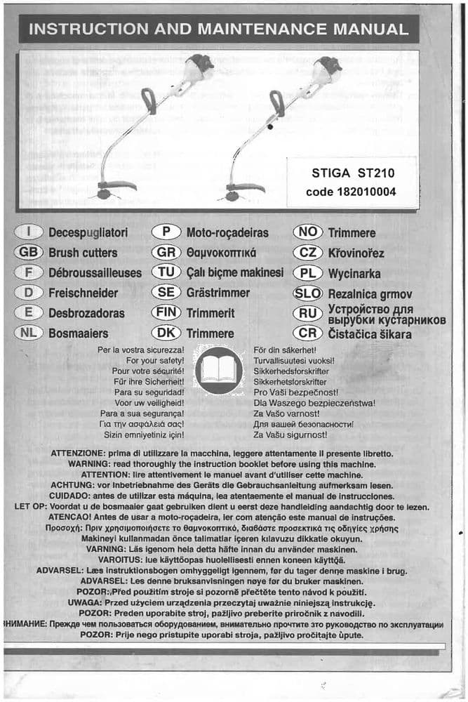 Stiga Brush Cutter ST210 Operators Manual - ORIGINAL