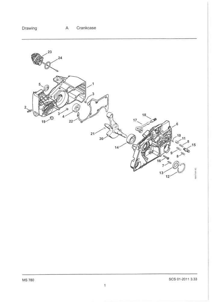 Stihl Chainsaw MS780 - 1124 Parts Manual