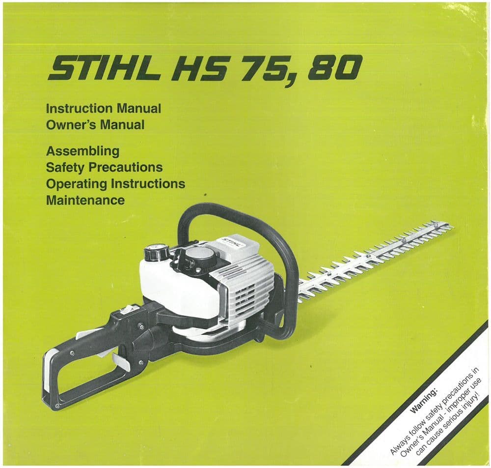 Stihl Trimmer HS75 HS80 Operators Manual